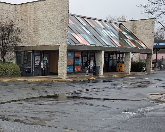 Habitat ReStore's colorful roof panels hint at the home improvement wonderland waiting for DIY enthusiasts inside.
