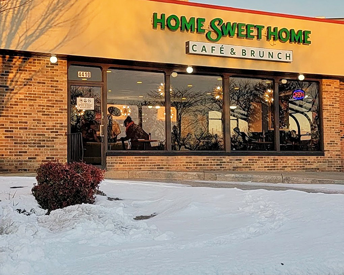 HomeSweetHome lives up to its name with a welcoming storefront that promises comfort food in a snow-dusted Baltimore setting.
