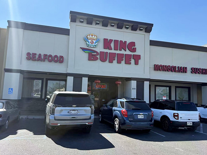 King Buffet's regal signage promises a feast fit for royalty without the royal price tag.