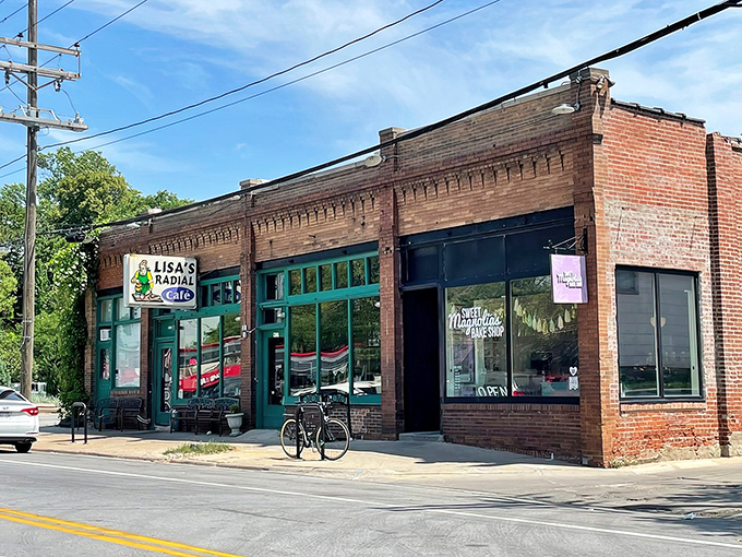 Lisa's Radial Cafe's historic brick facade houses breakfast magic in a setting straight out of a small-town movie.