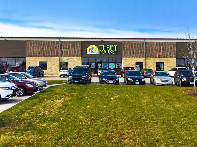 Many Hands Thrift Market's modern storefront brings a touch of retail polish to the thrifting experience.