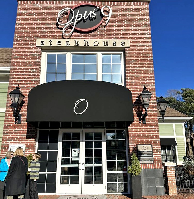 Opus 9's understated brick exterior in Williamsburg gives no hint of the steak symphony conducted inside. Don't let the simple facade fool you!