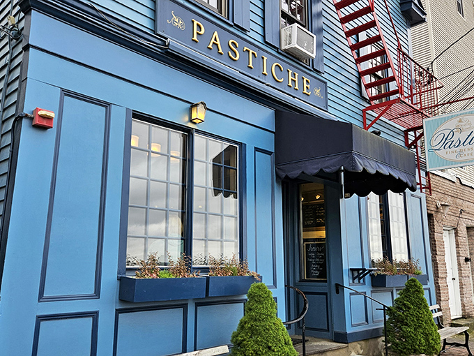 Pastiche's blue facade stands out like a peacock at a pigeon convention - and the desserts are just as show-stopping.