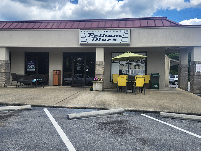 Pelham Diner's straightforward storefront promises no-nonsense Southern cooking that delivers on flavor every time.