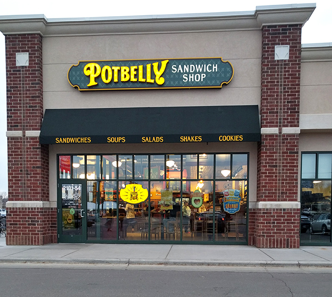 Warm brick, cool sandwiches, and a name that perfectly describes what happens to your belly after eating here!