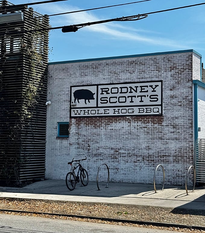 Rodney Scott's sleek brick building houses time-honored smoking traditions. Where old-school techniques meet new-school presentation.