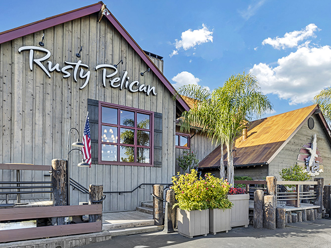 The Rusty Pelican's weathered wooden charm isn't just for show &ndash; inside this coastal hideaway, chowder dreams come true.