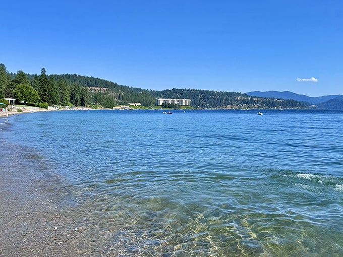 Beach therapy, Idaho style! Sandy shores and crystal waters prove paradise doesn't require palm trees or saltwater.