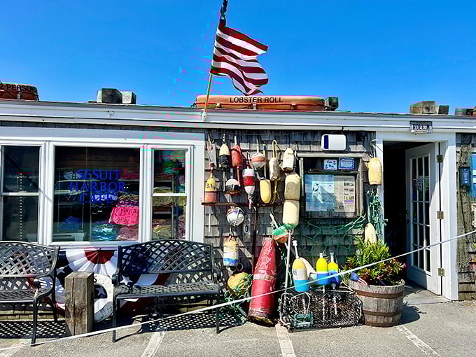 Sesuit Harbor Cafe's colorful buoy-decorated exterior is pure Cape Cod charm. Those fishing floats aren't just decoration&mdash;they're a promise of ocean-fresh delights.