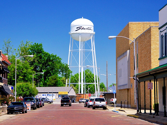 Sikeston's iconic water tower stands tall over a downtown where housing costs remain refreshingly down-to-earth.