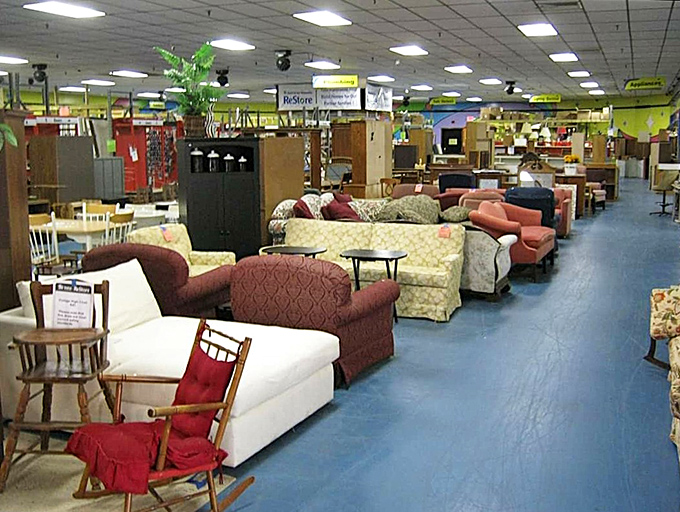 ReStore's industrial exterior hides a warehouse of home improvement treasures waiting to be discovered.