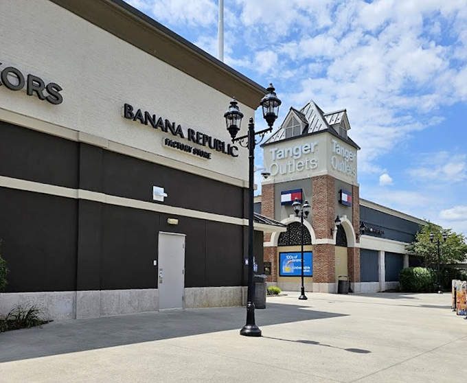 Banana Republic and more await at Tanger Outlets Mebane, where brick details add charm to discount shopping.