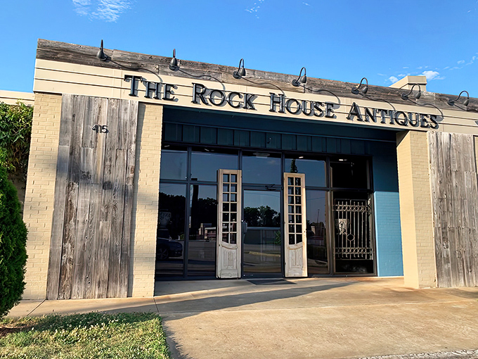 The Rock House Antiques makes an entrance statement with those weathered wood doors. They're practically saying "come in and stay awhile."