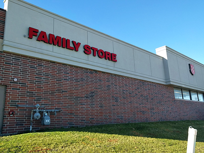 The Salvation Army Family Store's no-nonsense exterior houses extraordinary deals. Don't judge this book by its concrete cover.