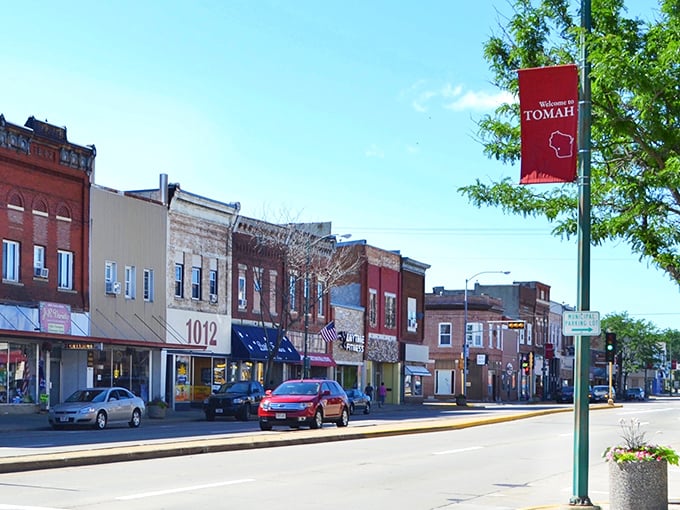 The "Welcome to Tomah" banner isn't kidding &ndash; this street actually wants you to slow down and stay awhile.