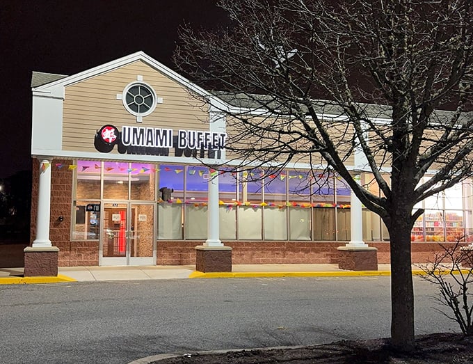 Umami Buffet's nighttime glow creates an irresistible invitation to explore the "fifth taste" in all its forms.