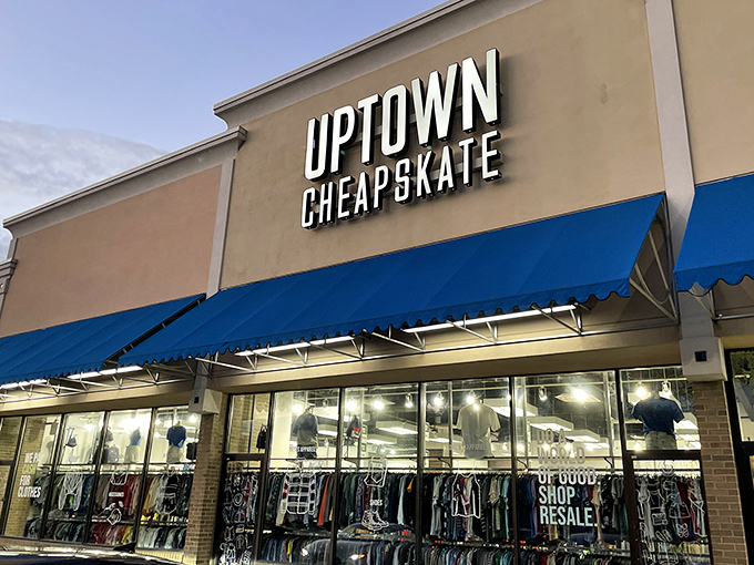 Uptown Cheapskate's sleek storefront brings boutique vibes to the thrift scene, proving "pre-loved" can still be fashion-forward.