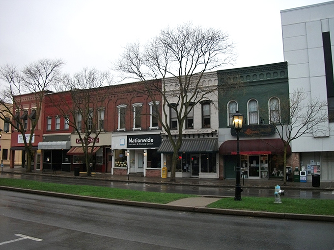 A classic Pennsylvania Main Street on a gray day. These historic storefronts look so inviting! Time for a warm cup of coffee.