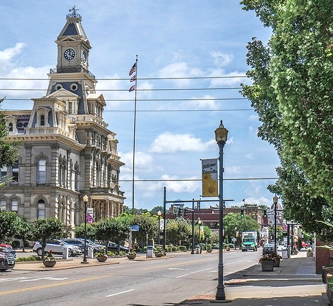 Zanesville's impressive courthouse dominates the skyline, symbolizing the solid value this affordable city offers retirees.