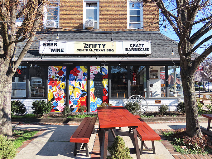 Morning light illuminates 2Fifty's artistic flair&mdash;a preview of the creativity in their smoker. BBQ is art, and this building is their canvas.