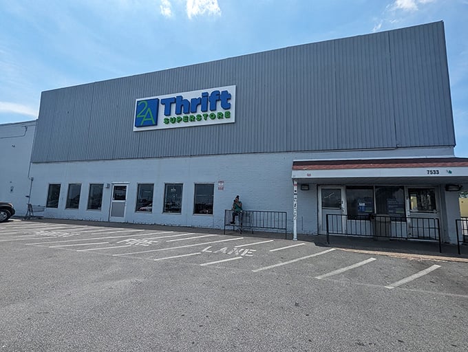 The industrial exterior might not win beauty contests, but inside? A palace of possibilities where budget-conscious shoppers reign supreme.