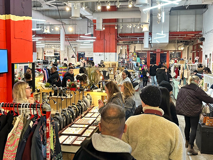 The bustling interior hums with shoppers hunting for unique pieces among the carefully curated collection of independent designers.