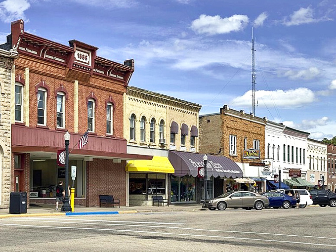 Wide streets and welcoming storefronts create an inviting atmosphere where every shopping trip feels like a pleasant adventure. 