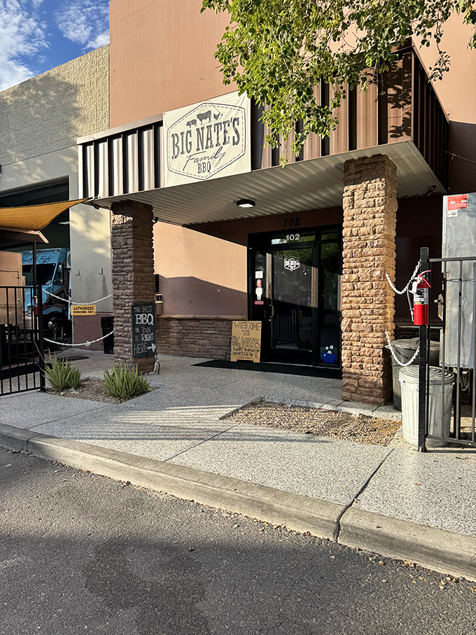 The simple storefront of Big Nate's hides the complex flavors waiting inside&mdash;like a delicious barbecue surprise package.