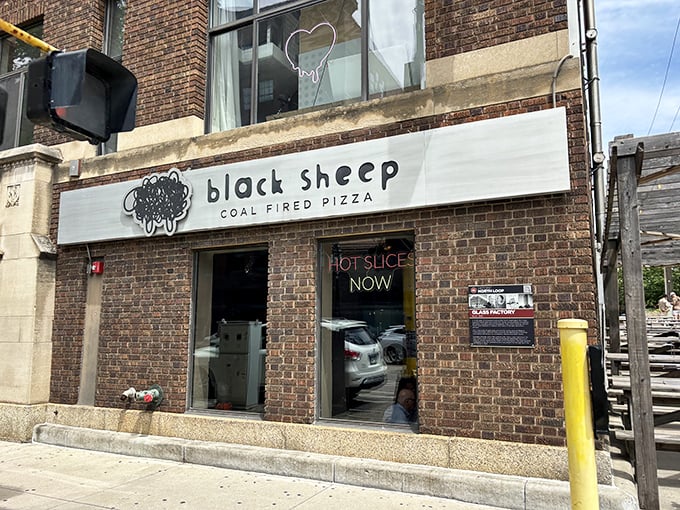 "Hot Slices Now" isn't just a sign&mdash;it's a promise that Black Sheep delivers on with every perfectly charred pie.
