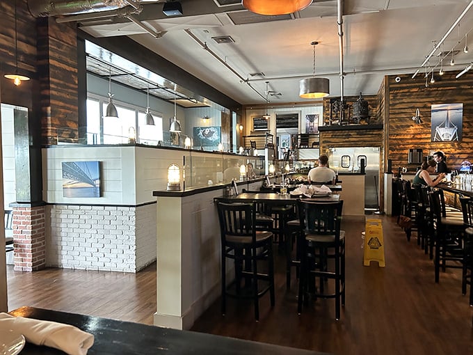 Peek inside Chophouse Grille's warm interior, where wood accents and thoughtful design set the stage for serious steak business.