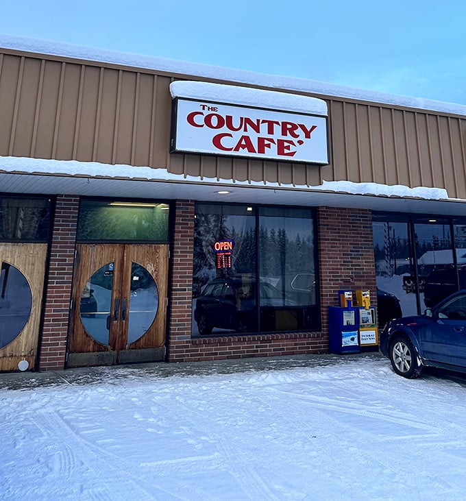 Even in winter, this cozy spot feels warm before you step inside. The snow just makes the steaming coffee and hot breakfast even better.