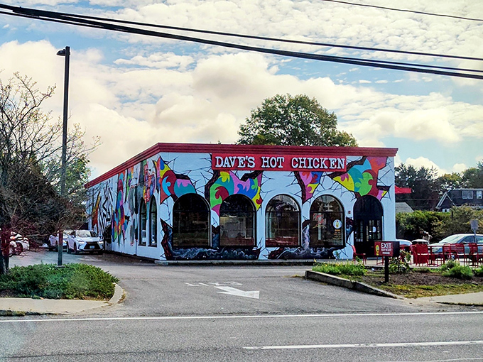 Art meets appetite at Dave's Hot Chicken, where the colorful exterior is just a preview of the flavor explosion inside.