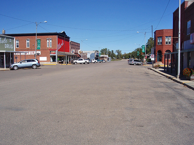 This inviting downtown scene shows how some places manage to offer culture and convenience without the big-city price tags.