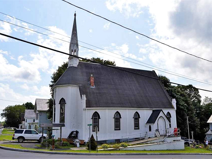 Dexter&rsquo;s white church steeple stands as a beacon of both faith and frugality in this quiet Maine town.