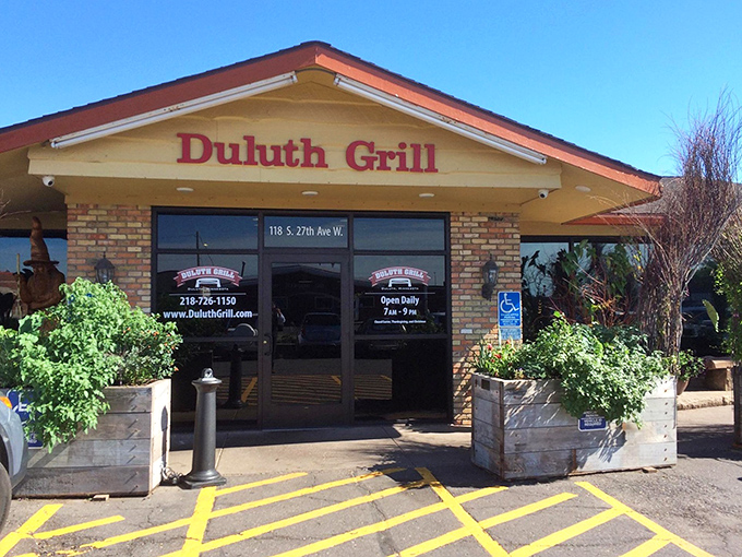 Garden planters and wooden barrels outside hint at the fresh, local focus waiting inside this Duluth gem.