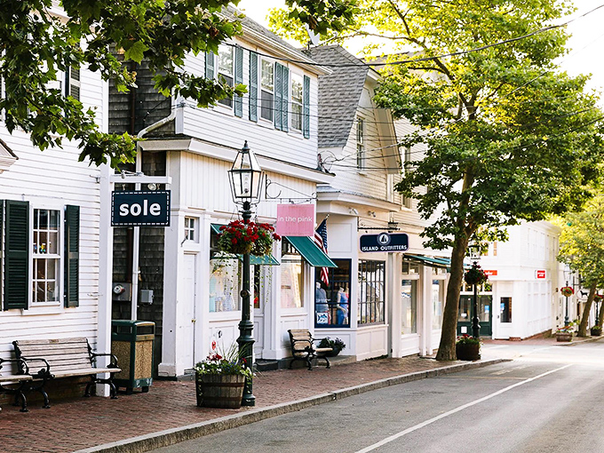 White and colonial homes in Edgartown create the kind of neighborhood where even GPS directions sound poetic.