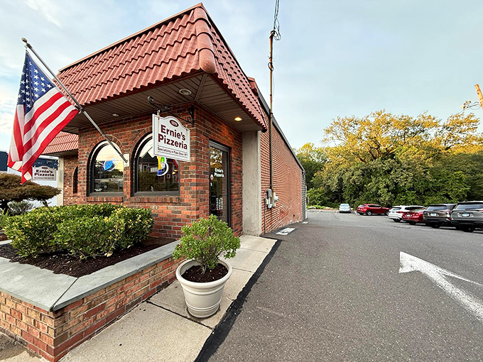 The brick fortress of Ernie's guards pizza secrets worth discovering. That parking lot fills up faster than you can say "extra cheese, please."