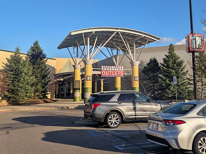 The soaring architecture promises an indoor shopping adventure where comfort meets countless incredible deals and discoveries.