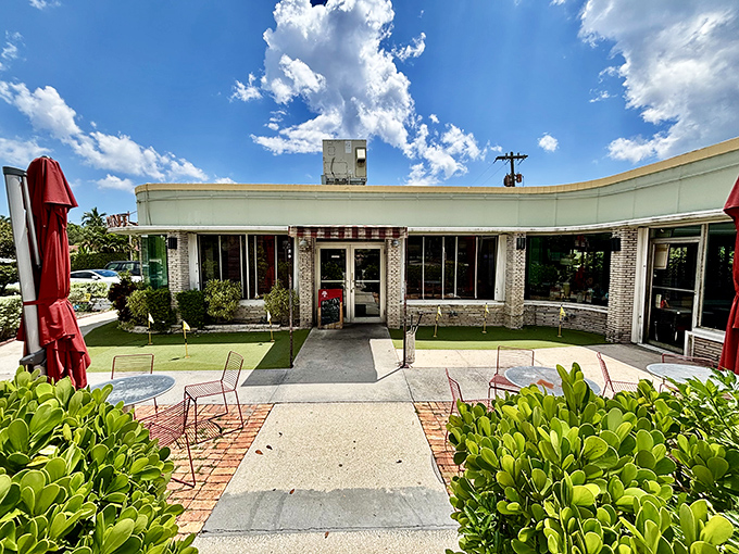 The welcoming entrance to Howley's promises a breakfast experience where vintage charm meets modern taste in perfect morning harmony.