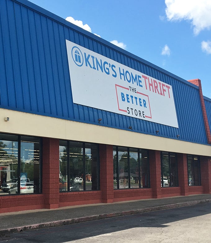 Royal blue for a royal experience. King's Home Thrift combines clean displays, quality merchandise, and a noble mission.