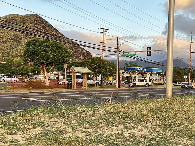 Where mountains meet mini-marts! Mākaha's dramatic backdrop turns even a simple gas station run into a National Geographic moment.