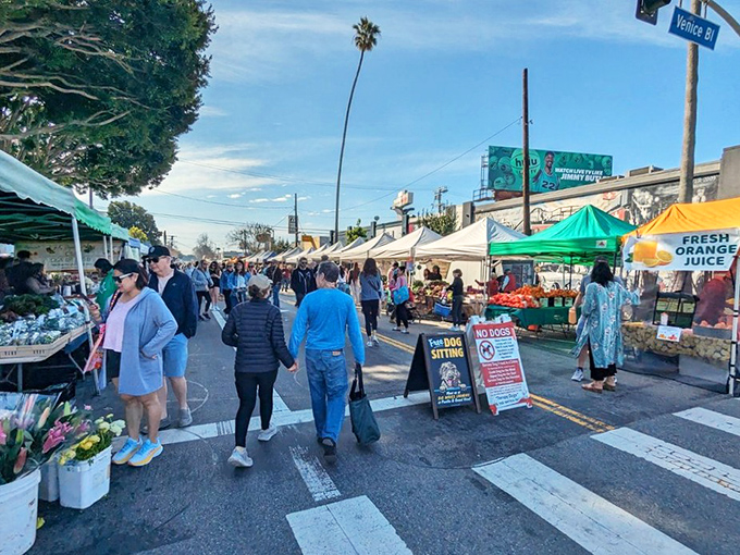 Mar Vista's market stretches down the boulevard, a weekly food pilgrimage for neighborhood locals.