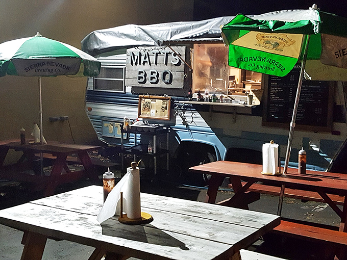 Matt's BBQ proves greatness comes in humble packages. This food cart creates lines longer than many fancy restaurants.