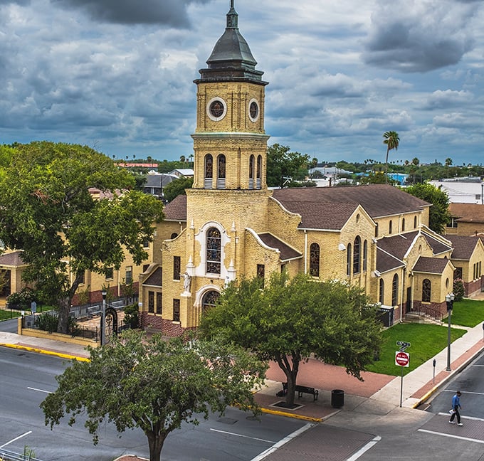 The stunning Sacred Heart Church in McAllen stands as a testament to the city's rich cultural and religious history.