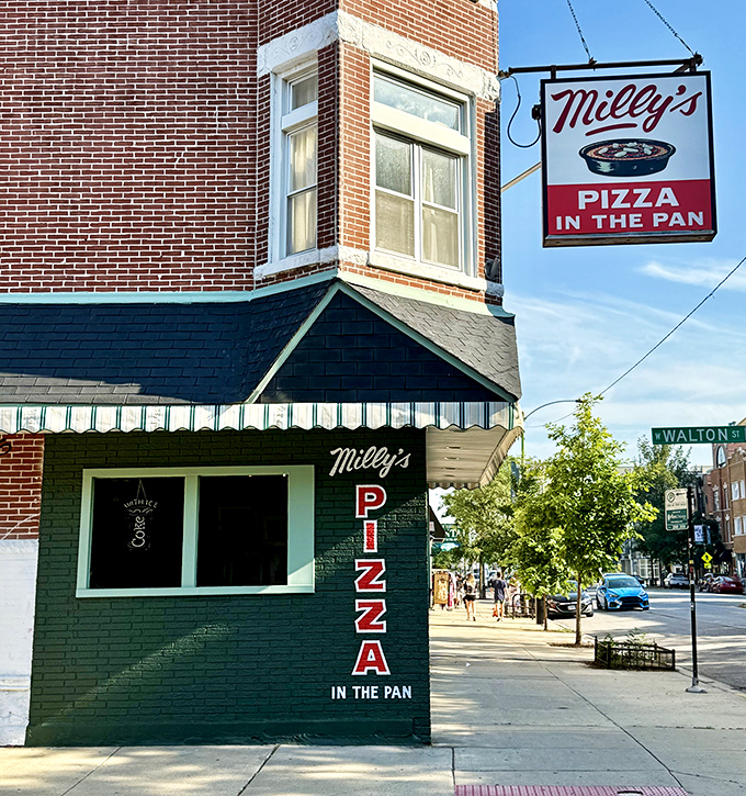 That vintage-style sign and corner location give Milly's the look of a pizza speakeasy &ndash; worth seeking out.