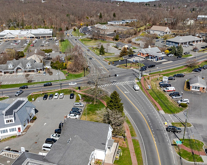 From above, it&rsquo;s a crossroads of small-town life &mdash; where errands meet coffee breaks and friendly waves at the light.