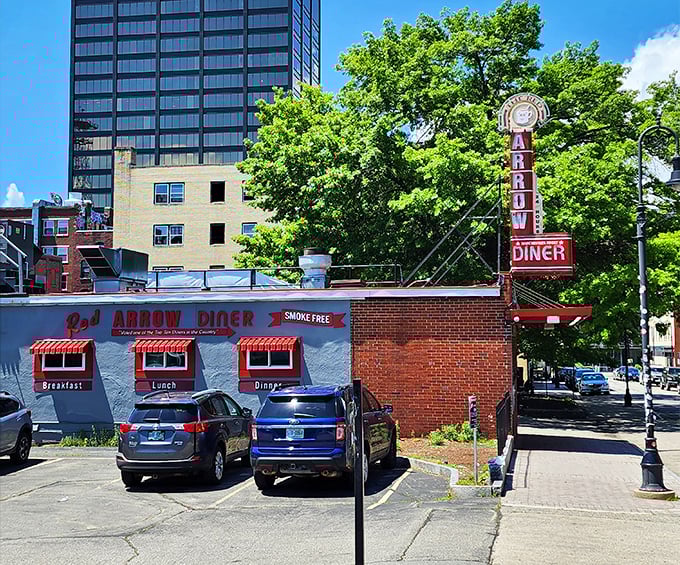 Red Arrow's classic brick exterior houses burger history &ndash; if these walls could talk, they'd probably just say "yum."