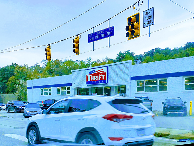 Cars queue up outside Red White & Blue like it's giving away free money—which, in a way, it kind of is.