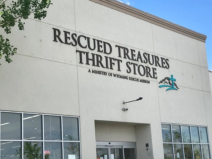 Clean lines and clear purpose: Rescued Treasures' impressive storefront promises an organized treasure hunt within its walls.