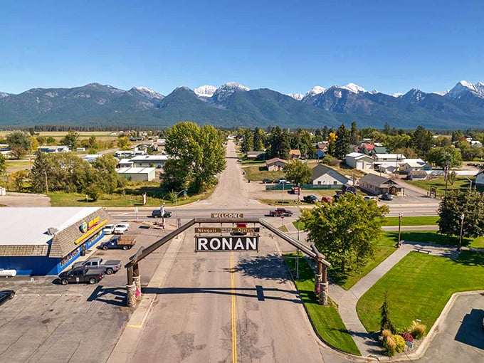 Ronan's welcoming arch &ndash; the gateway to Mission Valley adventures with mountains that refuse to be ignored.
Small-town Ronan sits peacefully beneath the watchful gaze of Montana's magnificent Mission Mountains.